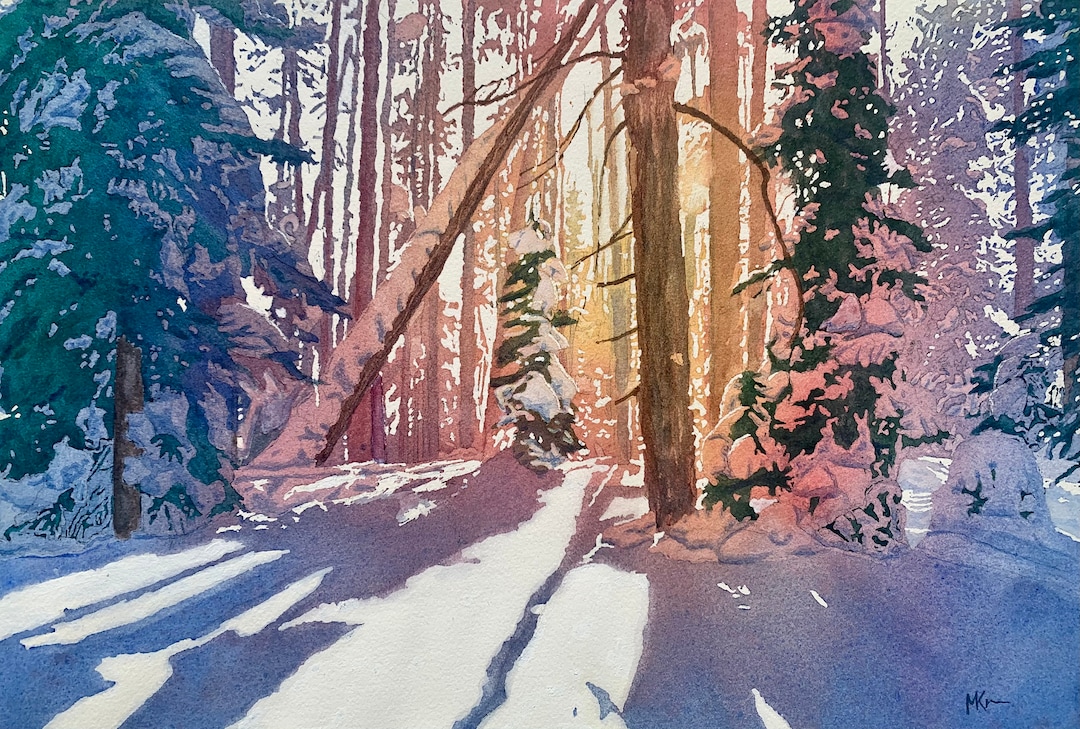 Winter Forest Print-watercolor Winter Forest Scene-watercolor Wall Art ...