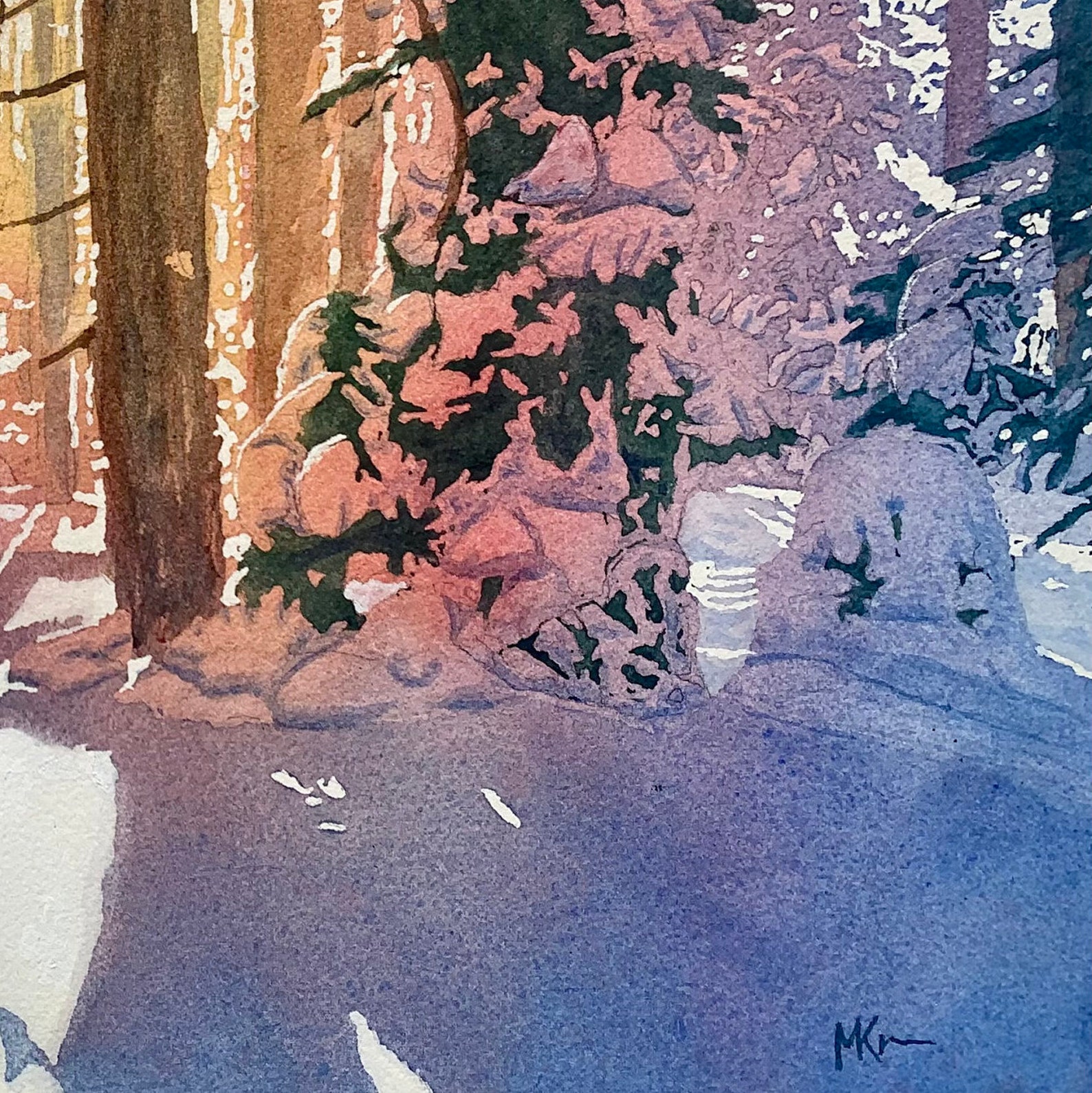 Winter Forest Print-watercolor Winter Forest Scene-watercolor Wall Art ...