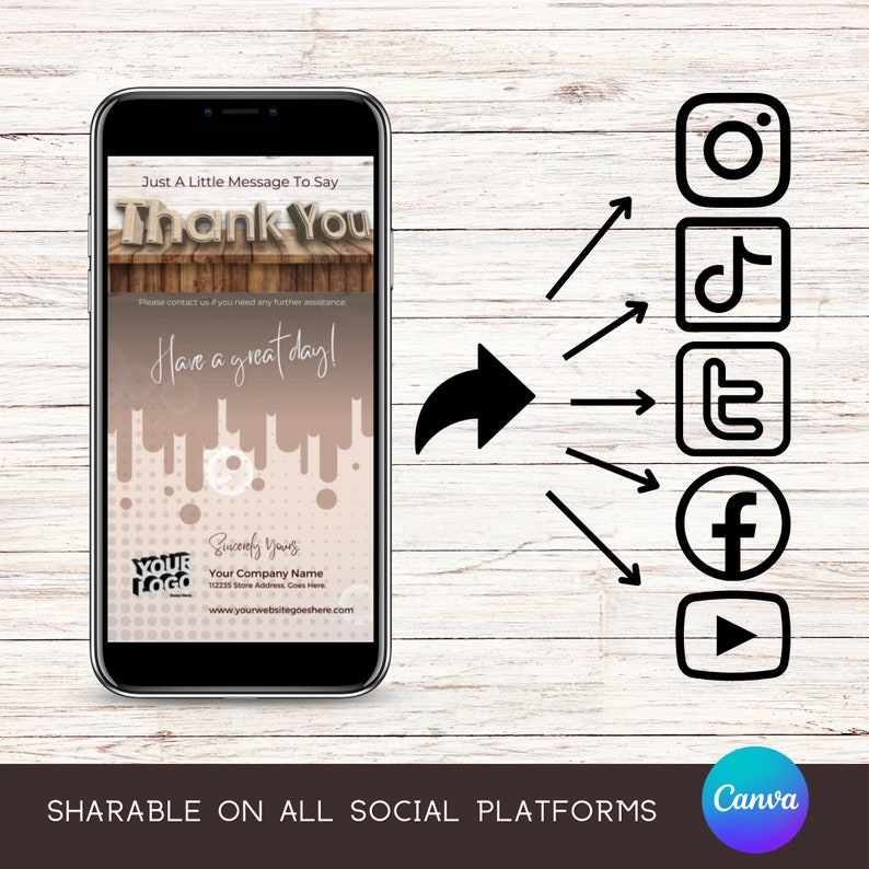 Animated Thank You Card Template Editable Digital Download, Simple ...