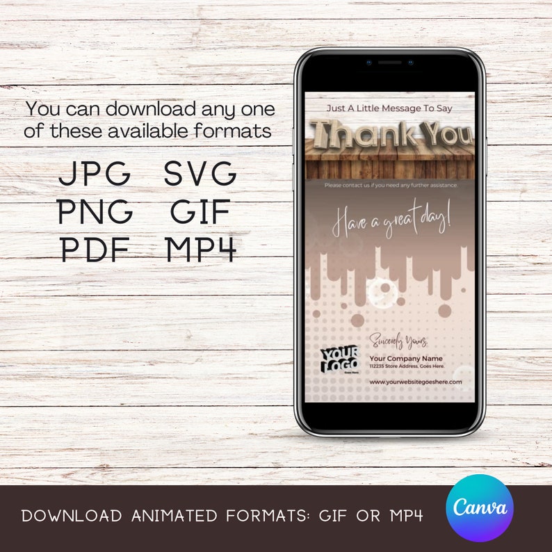 Animated Thank You Card Template Editable Digital Download, Simple ...