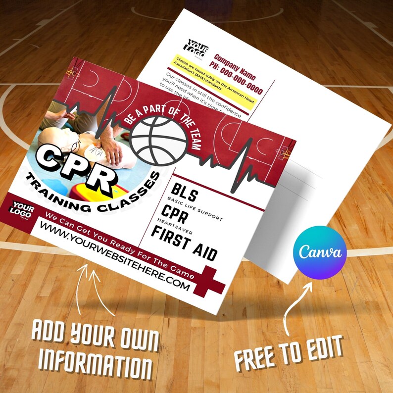 CPR Postcard Template: Basketball Theme 4.5x5 Marketing Postcard ...