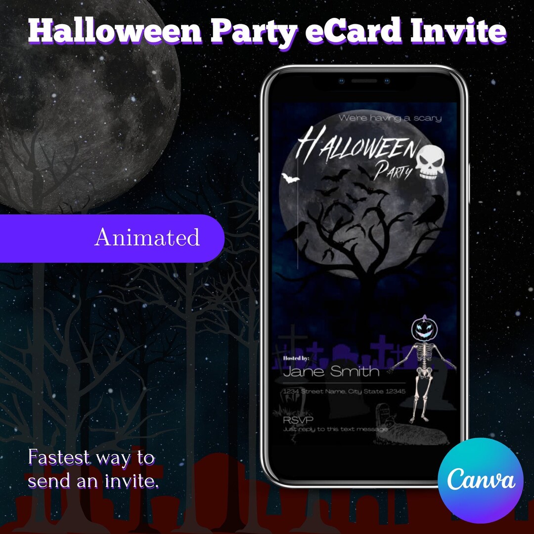 Digital Halloween Party Invitation, Electronic Halloween Invite, Spooky ...