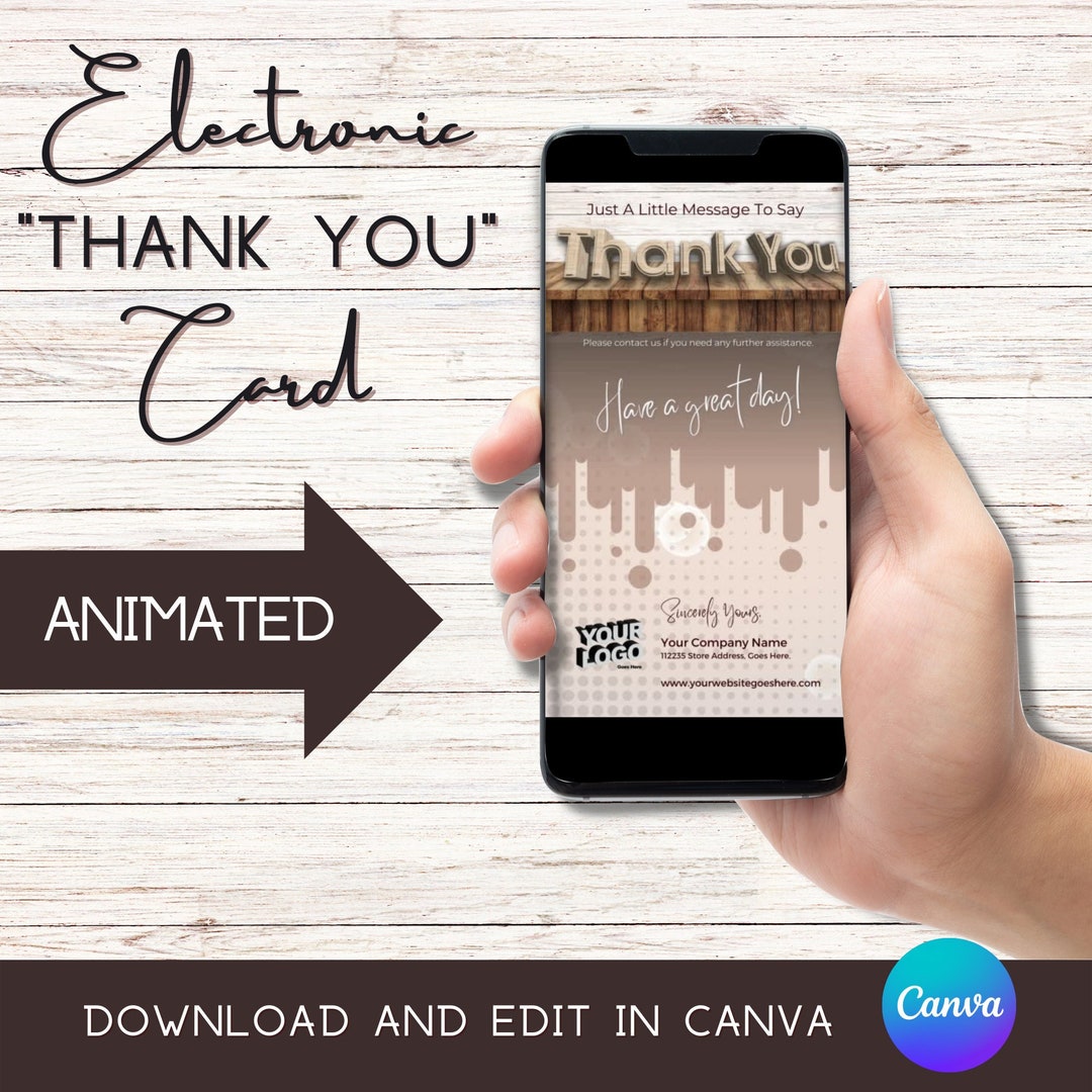 Animated Thank You Card Template Editable Digital Download, Simple ...