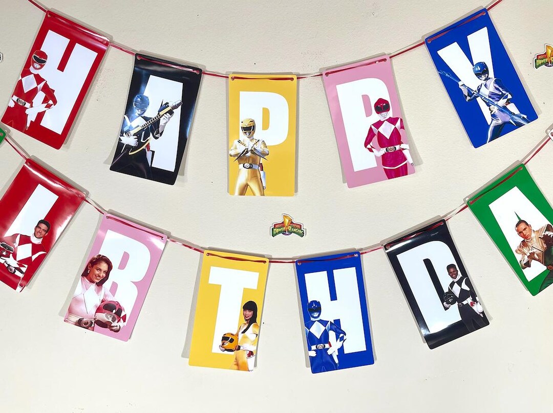 Power Rangers Birthday Banner MMPR, Mighty Morphin, Birthday ...