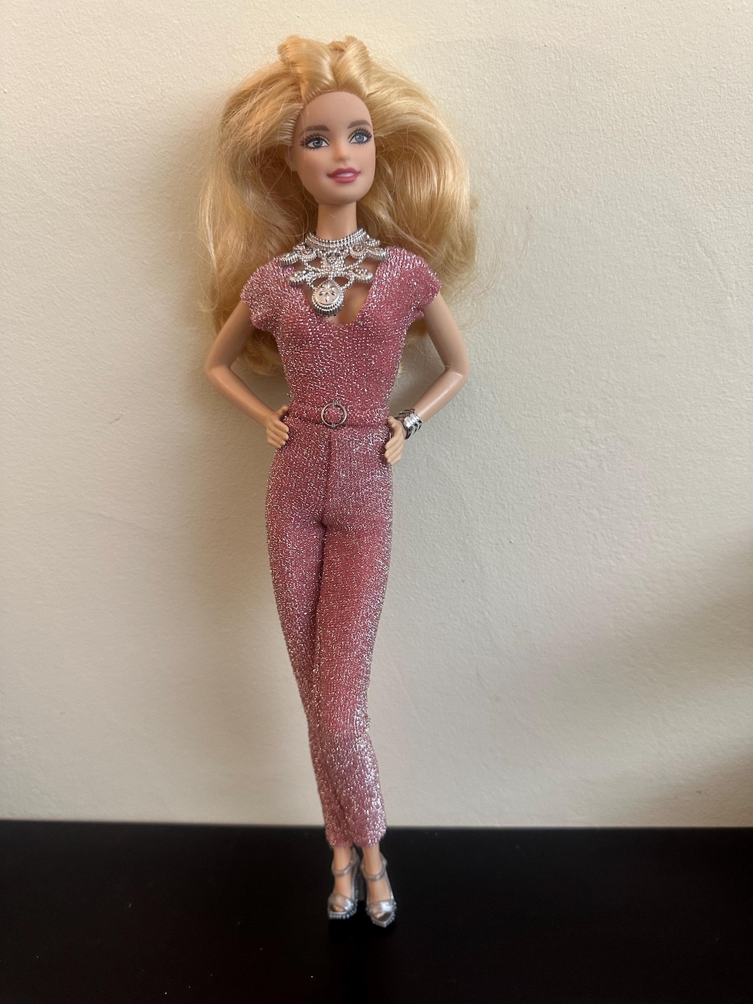Muse Barbie Doll in Custom Pink-silver Jumpsuit With Accessories - Etsy