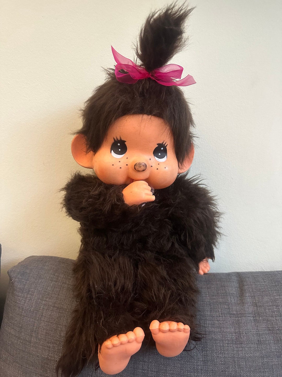 Charming Rare Monchichi Baby Doll With Dark Eyes and Thumb-sucking ...