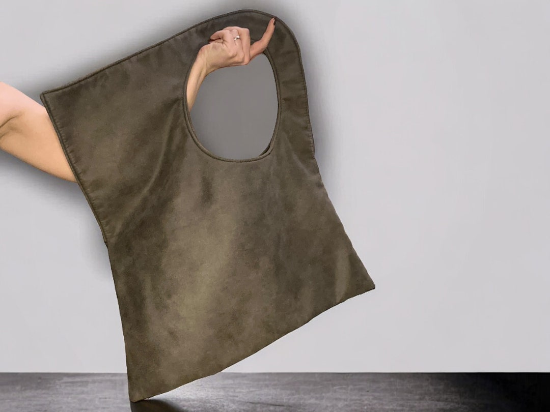 Extra-large Brown Leather Shoulder Bag Asymmetrical Purse for Women ...