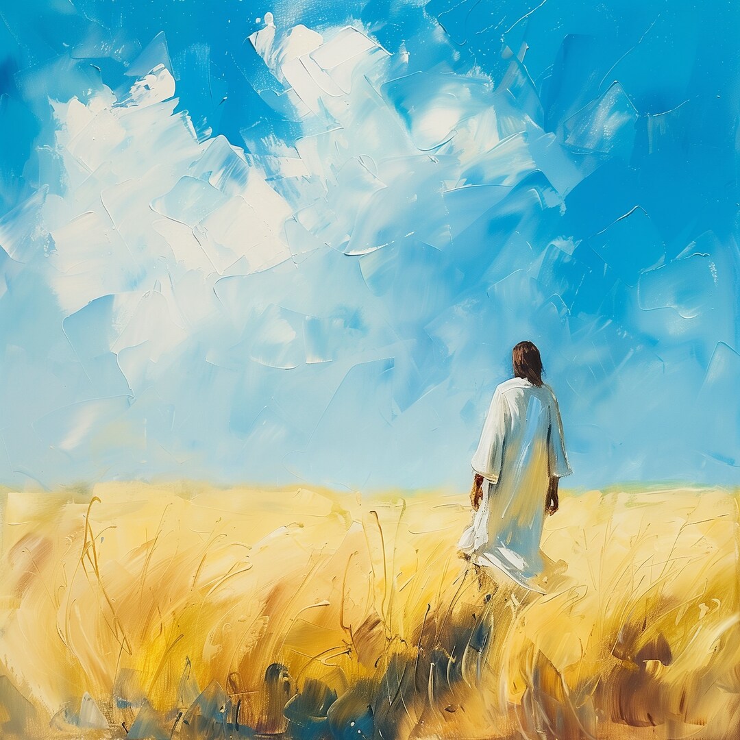 Jesus Walking , Christian Art, Bible Verse Faith Art for Home Jesus ...