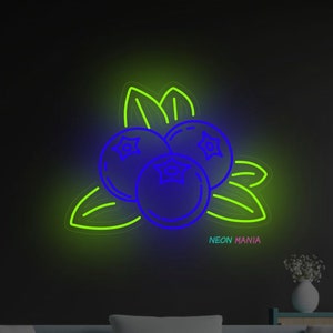 Blueberries Neon Sign, Bilberries Neon Light, Berries Led Light, Custom ...