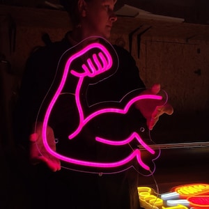Arm Muscles Neon Sign, Biceps Led Neon, Gym Led Light, Workout Light ...