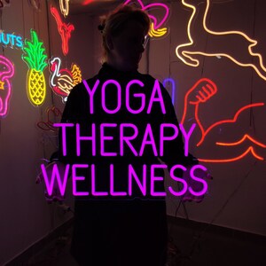 Yoga Therapy Wellness Neon Sign, Yoga Led Decor, Custom Yoga Therapy ...