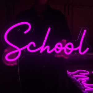 School Neon Sign, Custom Inscription School Decor Light Sign, Gift for ...
