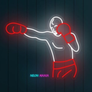 Boxer Neon Sign, Muay Thai Led Sign, Kickboxer Neon Led Sign, Fighter ...