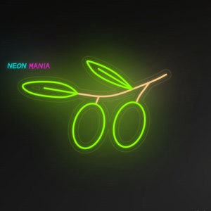Olive Neon Sign: Light up Your Cafe. Olive Leaf Branch Led Neon. - Etsy