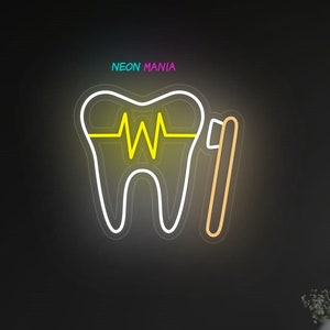 Tooth and Toothbrush Neon Sign: Light up Your Dental Clinic. Dentist ...