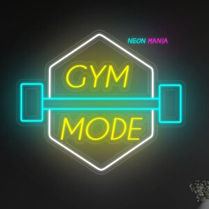 Gym Mode Neon Sign: Light up Your Gym. Dumbbell Led Neon. Fitness Club ...