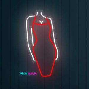 Cloth Neon Sign, Woman Neon Sign, Woman in Evening Dress Led Light ...