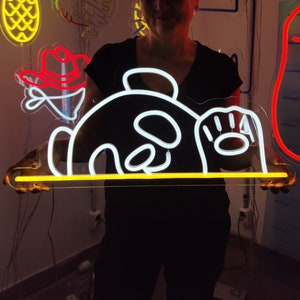 Panda Neon Sign, Panda Waves Neon Light, Animal Led Light, Custom Panda ...