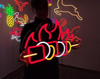 Barbecue Neon Sign Kebab Led Neon BBQ Led Sign Meat Led Light - Etsy