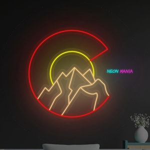Colorado Neon Sign, Colorado Mountains Led Neon, State of USA Wall ...