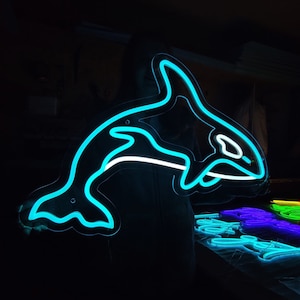 Killer Whale Neon Sign, Seaworld Led Lights, Blue Killer Whale Led Neon ...