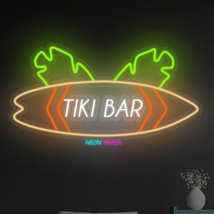 Tiki Bar Neon Sign: Light up Your Bar. Tiki Surfboard Led Neon. Hawaii ...