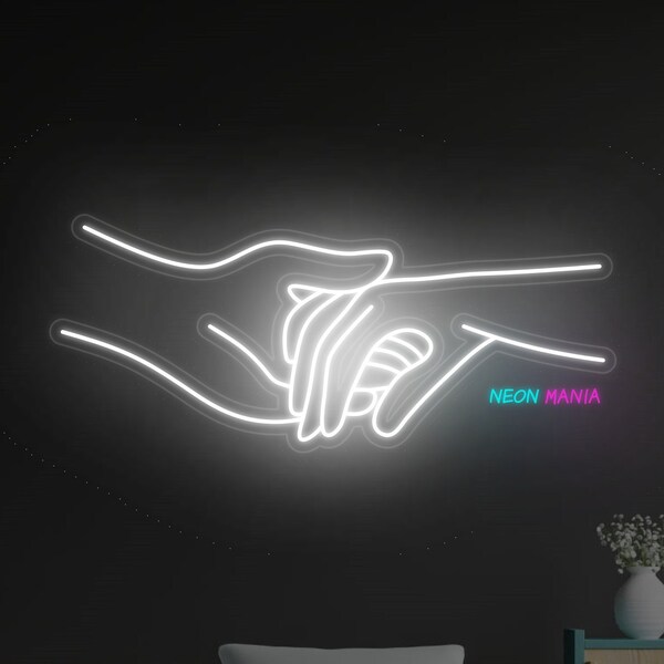 Neon Hands Touching Sign - Etsy