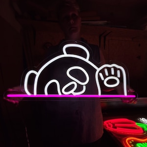 Panda Neon Sign, Panda Waves Neon Light, Animal Led Light, Custom Panda ...