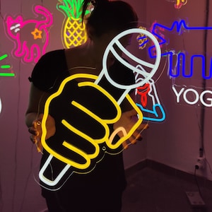 Microphone Neon Sign, Karaoke Led Light, Stand up Show Led Light ...