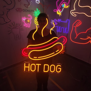 Hot Dog Neon Sign, Fast Food Led Neon, Street Food Led Lights, Hot Dog ...