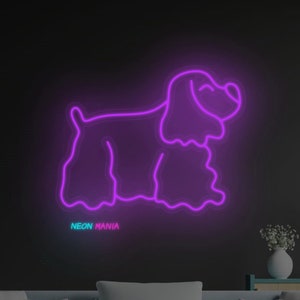 Cocker Spaniel Neon Sign, Dog Led Sign, Cute Cocker Spaniel Light Sign ...