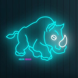 Rhinoceros Neon Sign, Rhino Led Neon, Animal Light Sign, Custom Wild ...