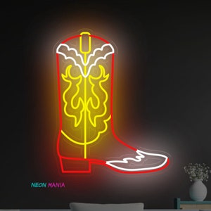 Cowboy Boot Neon Sign, Cowboy Shoe Led Sign, Western Neon Light, Custom ...
