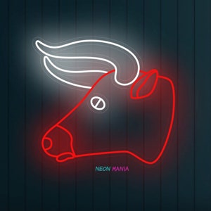 Bull Neon Sign, Bull Head Led Neon, Western Light Sign, Animal Led ...