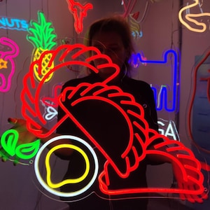 Beef Empanadas Neon Sign, Pastry Neon Light, Argentine Cuisine Led ...