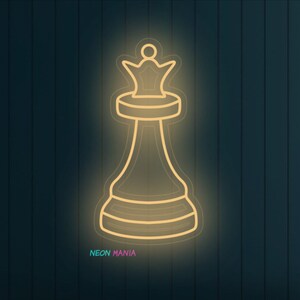Chess Queen Neon Sign, Chess Club Led Light Sign, Custom Chess Pieces ...