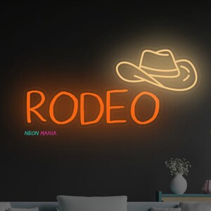 Rodeo Neon Sign, Cowboy Hat Led Sign, Western Decor Neon Light, Cowboy ...