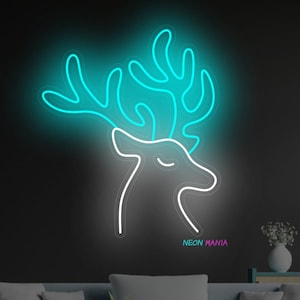 Deer Neon Sign, Deer Head Neon Light for Your Home Decor, Custom Winter ...