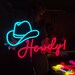 Howdy Neon Sign, Led Cowboy Hat Sign, Western Led Sign, North American ...