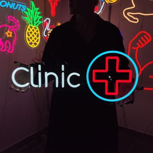 Clinic Neon Sign, Medical Cross Neon Led, Medicine Led Neon, Sign for ...