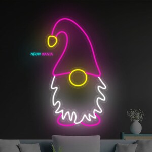 Gnome Neon Sign, Christmas Gnome Led Neon, Custom Garden Gnome for Home ...
