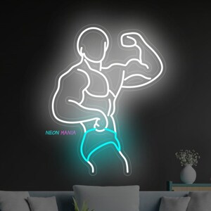 Athlete Neon Sign Sportsman Neon Light Man With Muscles Led - Etsy