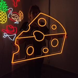 Cheese Neon Sign, Piece of Cheese Led Light, Food Neon Lights, Dairy ...