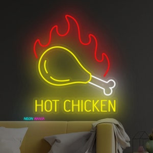 Hot Chicken Neon Sign, Chicken Leg Neon Light, Fried Chicken Leg Light ...