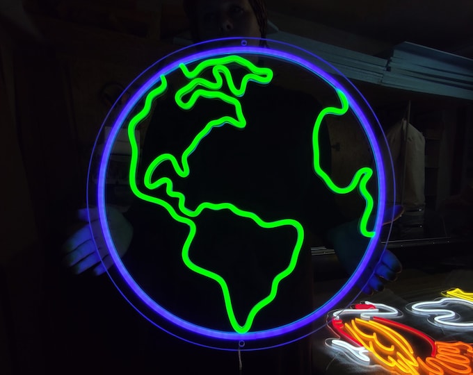 Planet Earth LED Neon Sign - Etsy