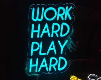 Work Hard Neon Sign - Etsy