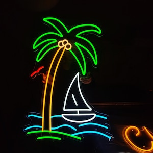 Island Neon Sign, Desert Island Led Light, Palm Tree Led Sign, Boat ...