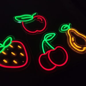 Fruit Neon Sign, Berry Led Light for Kitchen Decor, Custom Strawberries ...