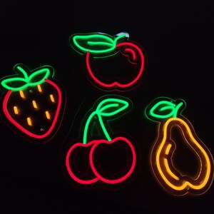 Fruit Neon Sign, Berry Led Light for Kitchen Decor, Custom Strawberries ...