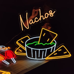Nachos Neon Sign, Cheese Sauce Neon Light, Mexican Nachos Light Sign ...